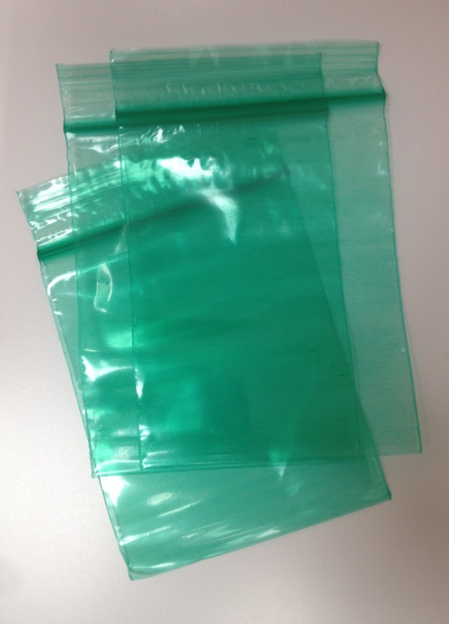 3" x 4" 2 mil Green Tinted Zip Lock Bags Resealable